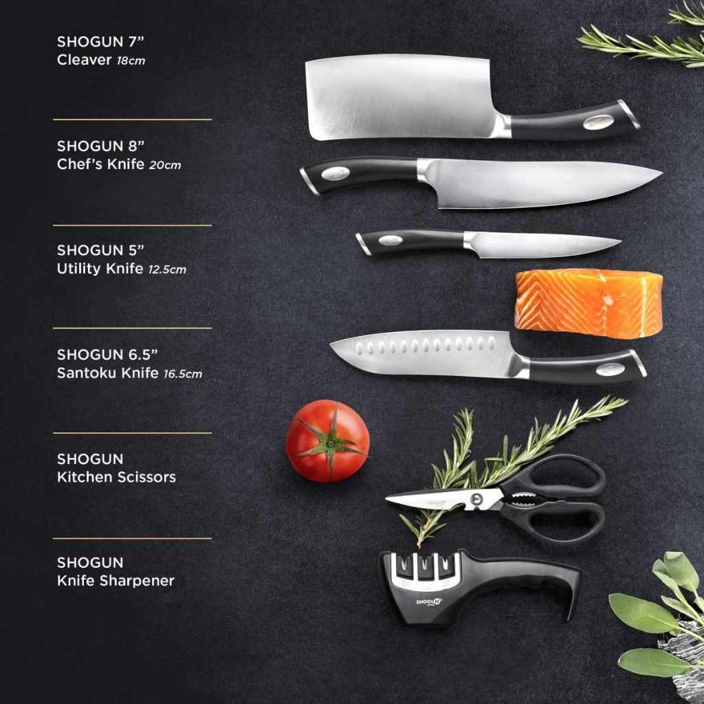 Shogun Knife Sharpenar/Cleaver 18cm/Chef's Knife 20cm/Utility Knife 12 ...