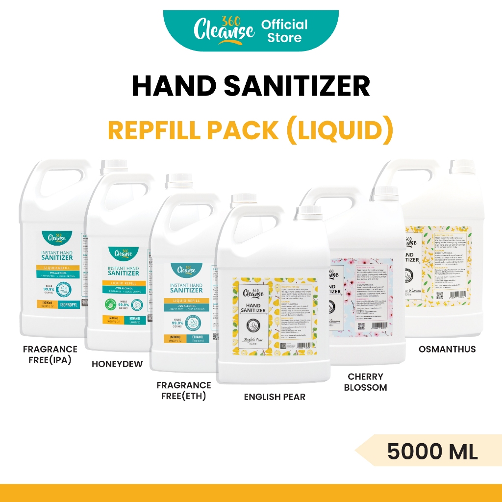 Cleanse360 Hand Sanitizer 75% Alcohol [Liquid/Spray Refill - 5000ml ...
