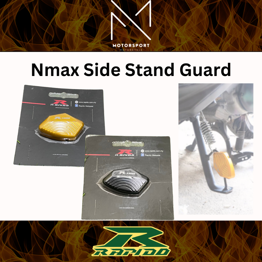 RAPIDO YAMAHA Nmax 155 CNC Side Stand Guard Nmax Black Gold Stand ...
