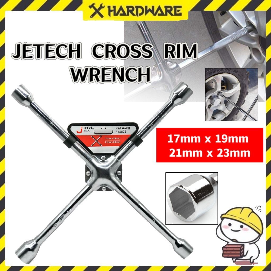 JETECH CROSS RIM WRENCH 17MM X 19MM X 21MM X 23MM/HEAVY DUTY SPANAR ...