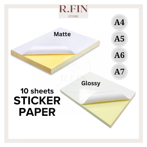 10pcs [A4, A5, A6, A7] Glossy / Matte Self Adhesive Sticker Paper ...