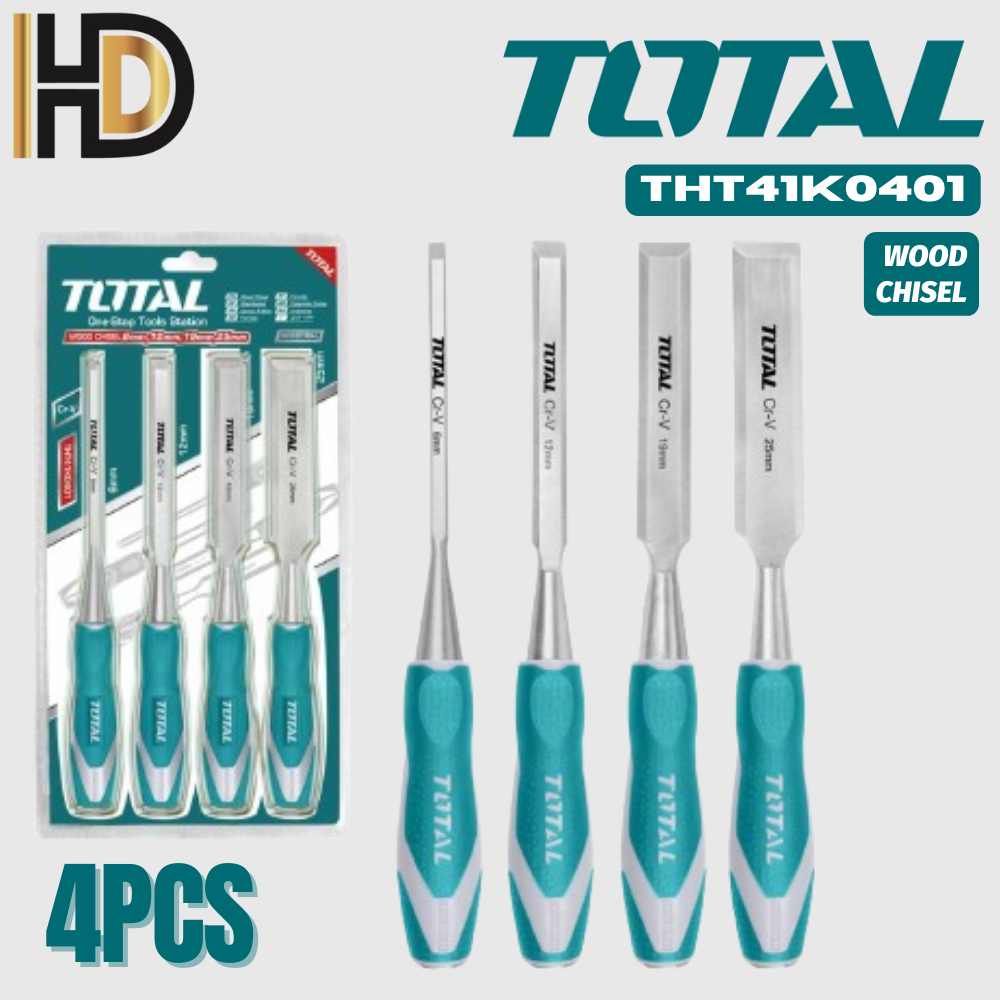 TOTAL 4 Pcs Wood Chisel / TOTAL Heavy Duty Wood Chisel / THT41K0401 ...