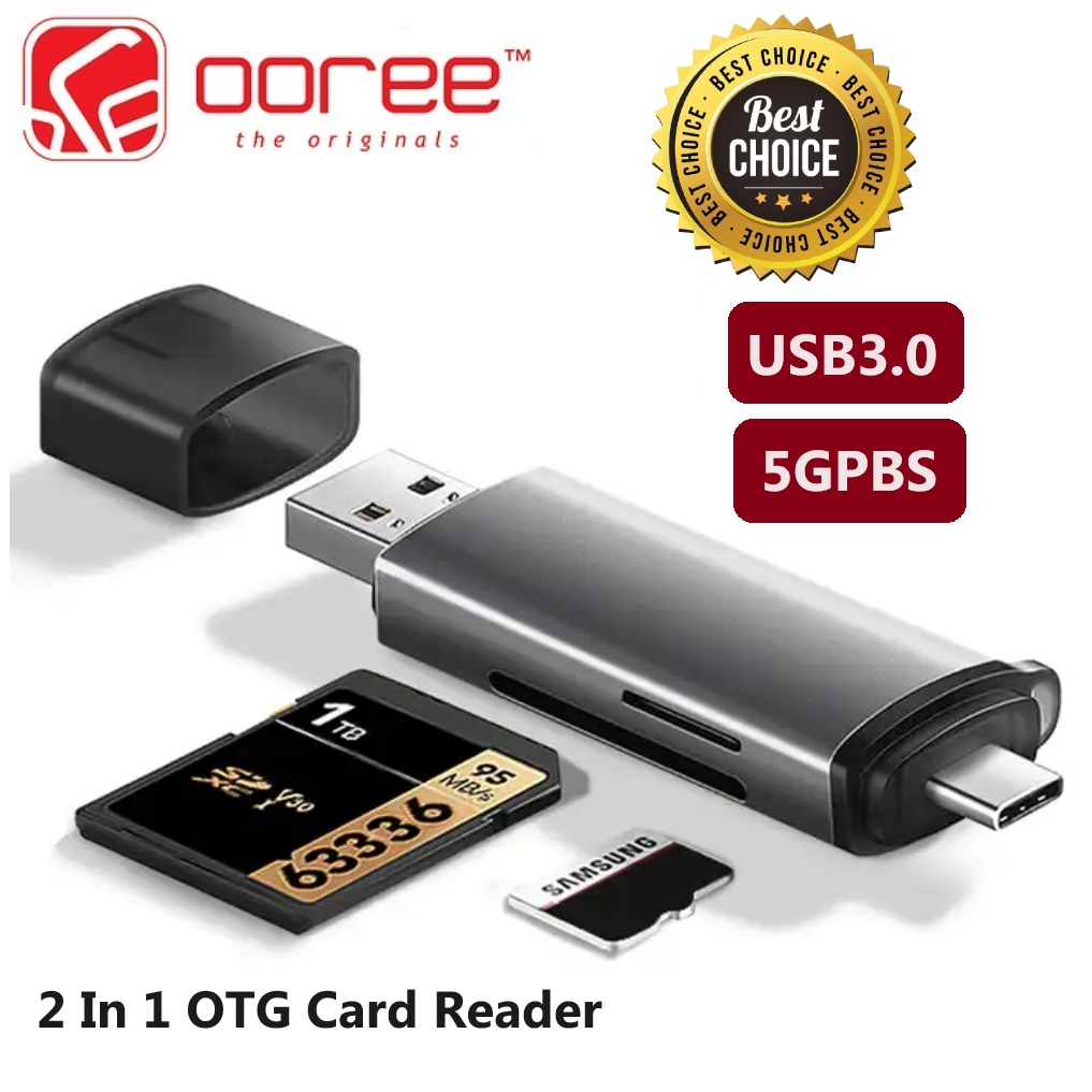 CR/2IN1 / UGREEN CM185 2-IN-1 USB-A 3.0 + TYPE-C USB-C 3.1 GEN 1 TO TF/SD 3.0 OTG CARD READER ...