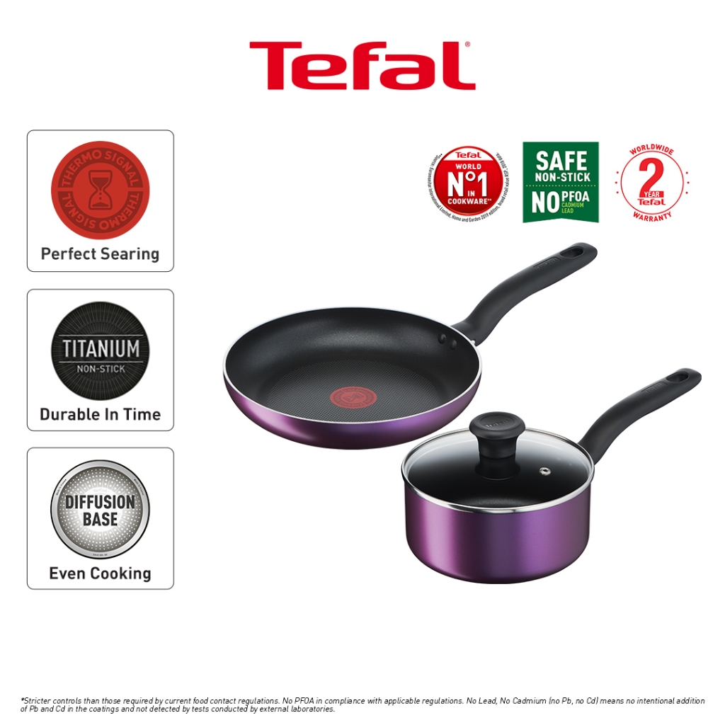 Tefal Cooking Source 3pcs Set (Frypan 24cm + Saucepan 18cm + Glass lid ...