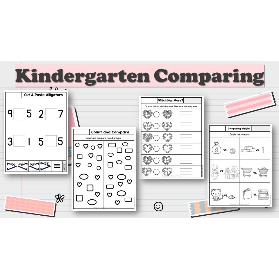 [PRE291] 43 pages Kindergarten Comparing Worksheet for Pre-school PDF ...