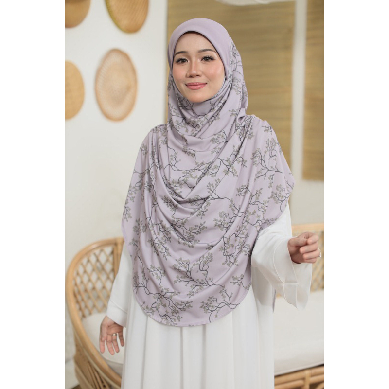 Tudung Sarung Pleated bercorak printed bidang 60 kedut bahu | Shopee ...