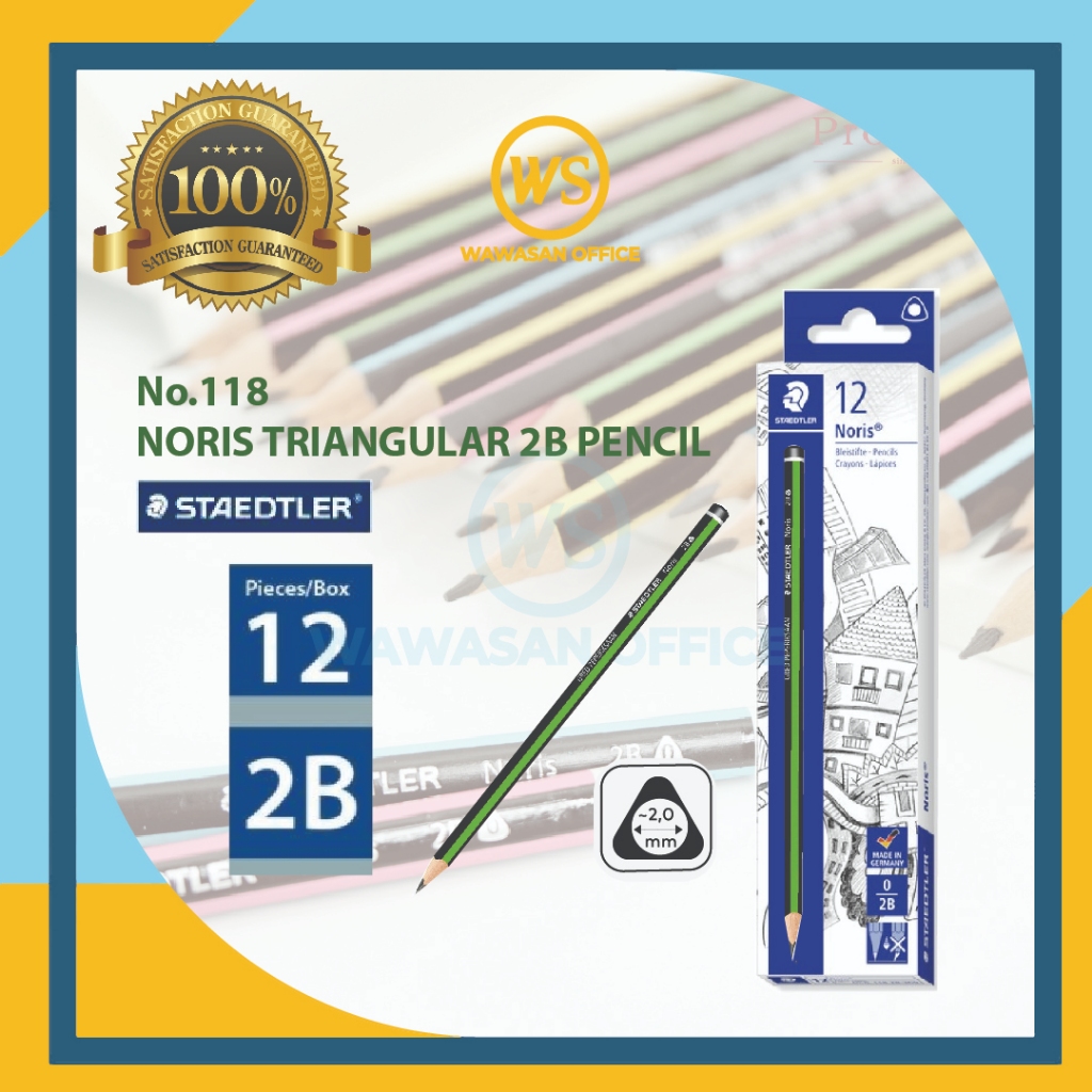 Staedtler Noris 2B / Staedtler Pencil / Triangular pencil / 2B Pensel / 2B Pensil (1 Box/12pcs ...
