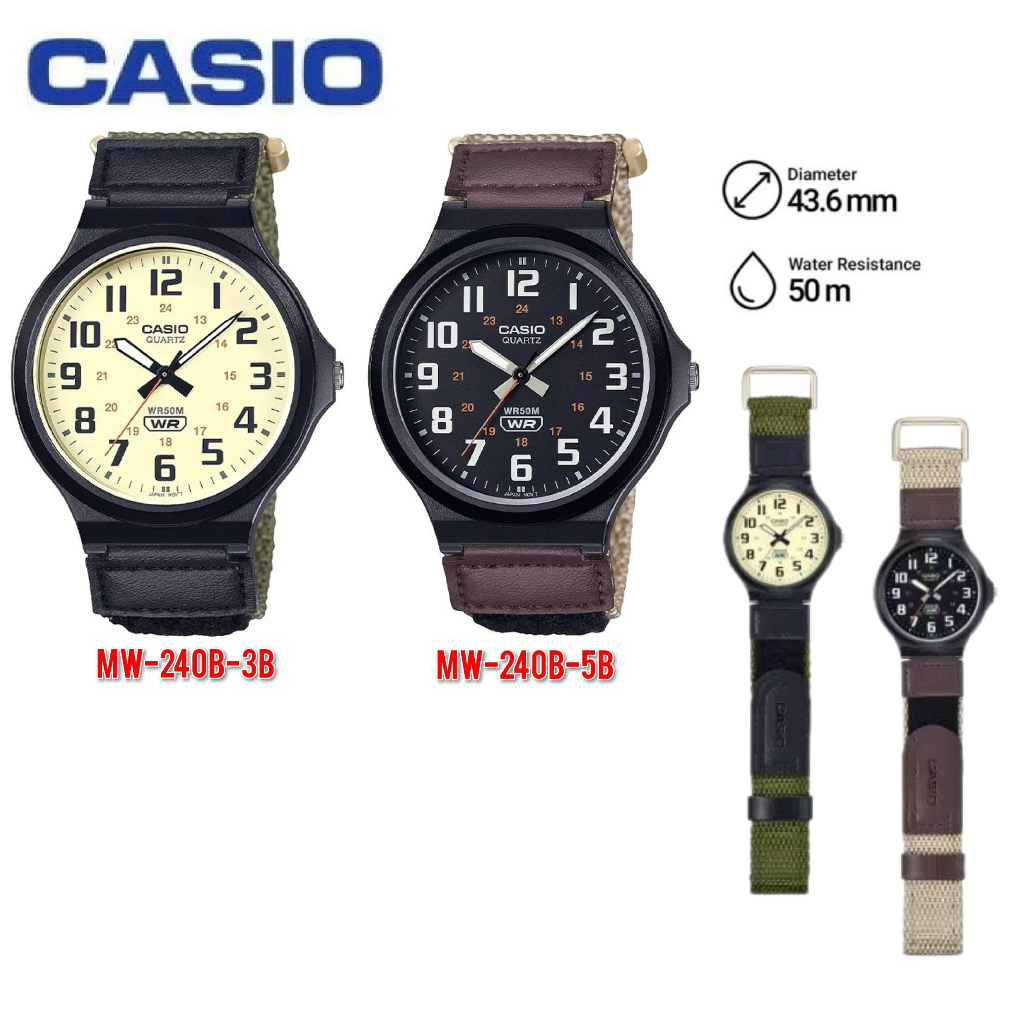 Casio Series Analog Cloth Band Men Watch MW-240B | Shopee Malaysia