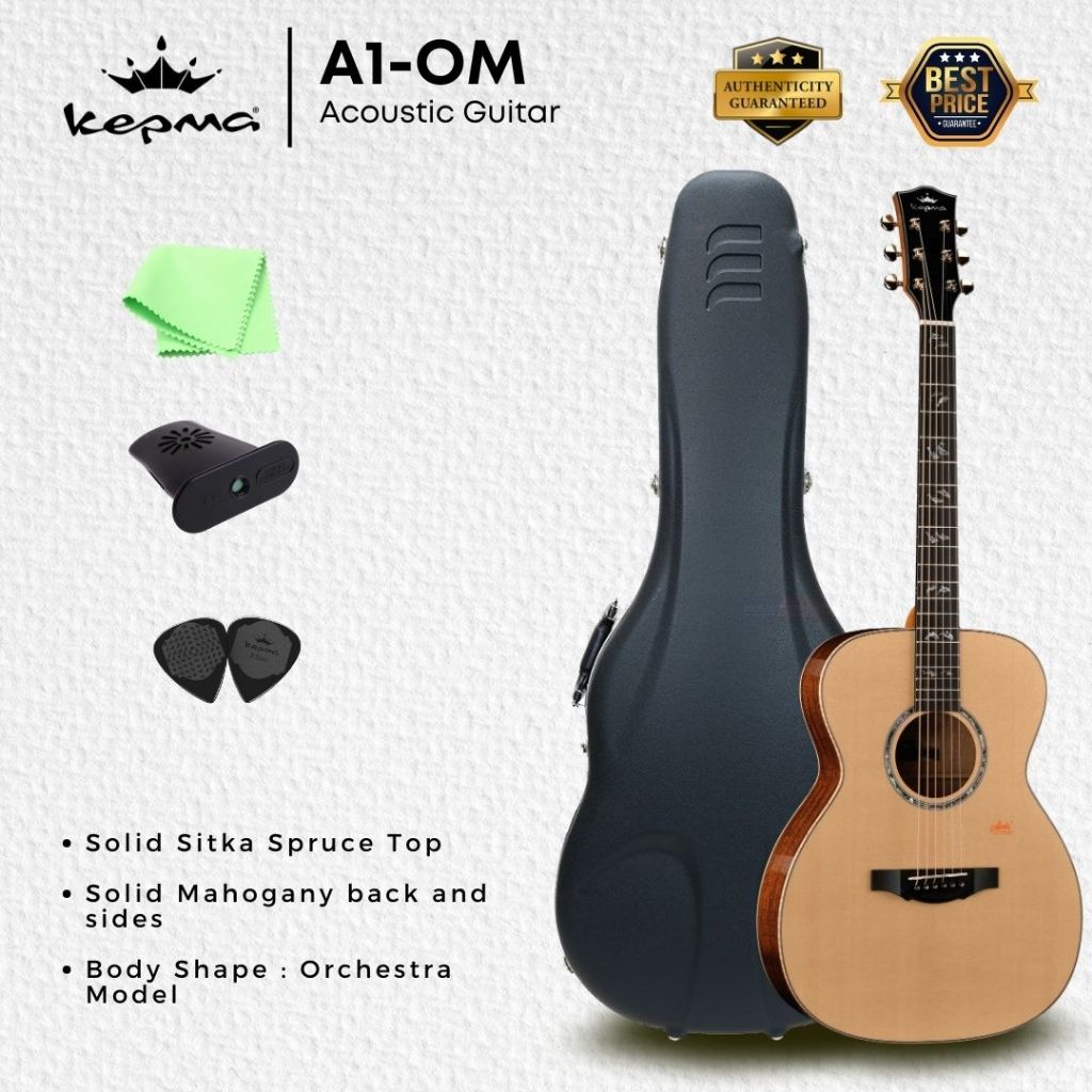 Kepma A1-OM Series Solid Sitka Spruce Top, Side & Back Solid Mahagony ...