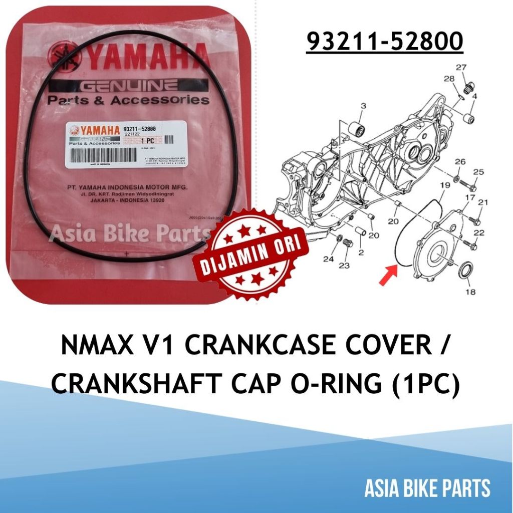 Yamaha Original NMAX V1 Left Crankcase Cover O-Ring Penutup Crankshaft ...