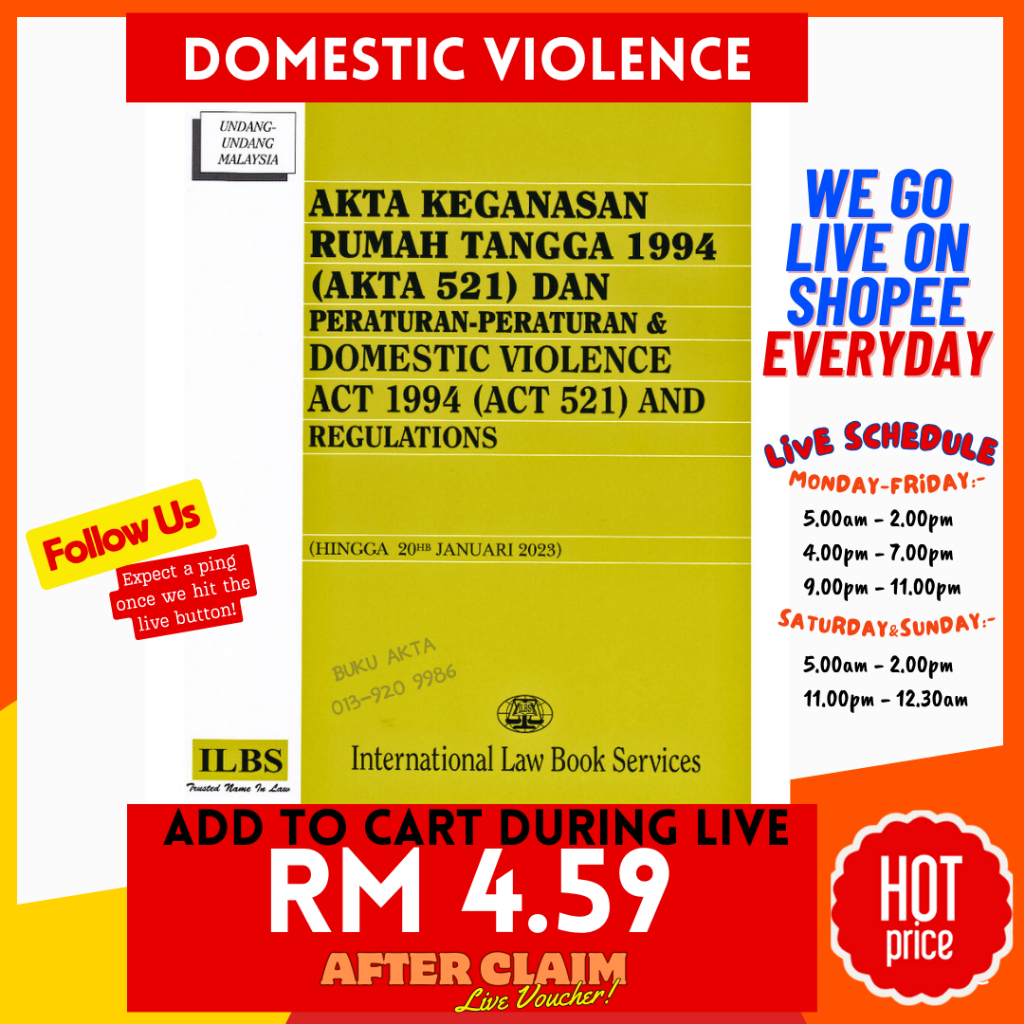 Domestic Violence Act 1994 (Act 521) and Regulations [Hingga 20hb Januari 2023] - ILBS | Shopee ...