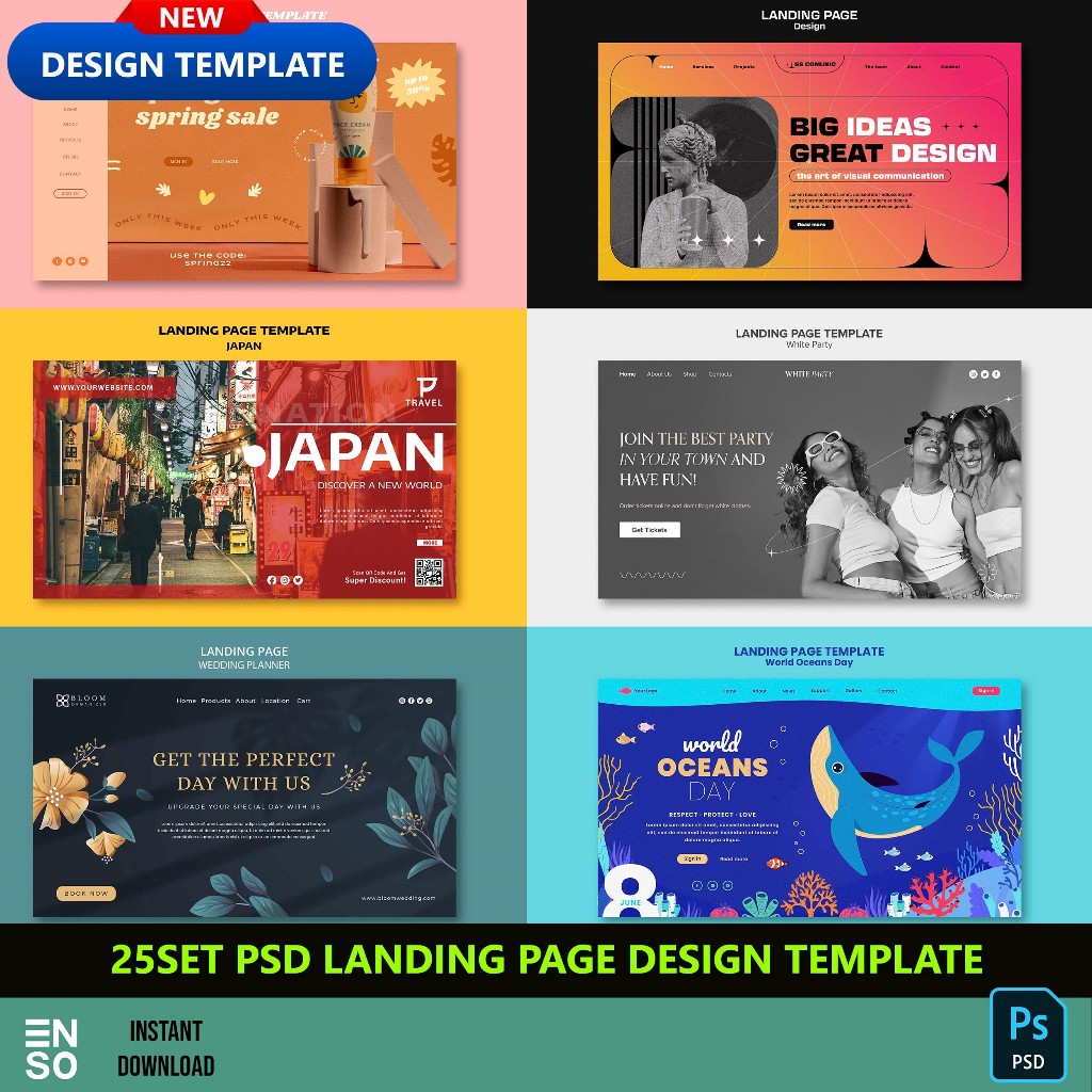 25-Set PSD Landing Page Editable Design Template Files (SW450) | Shopee ...