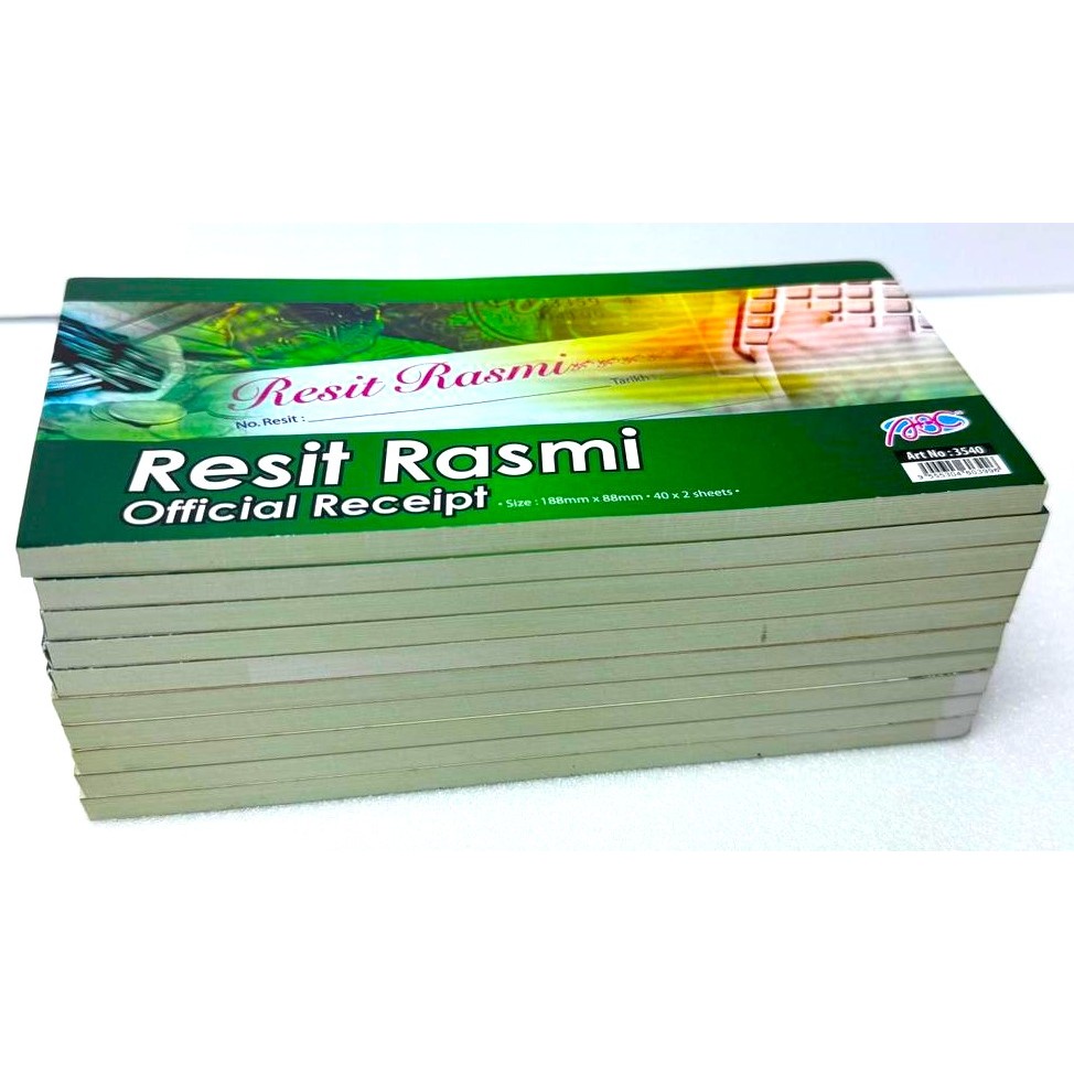 Resit Rasmi Official Receipt 188mmX88mm 40X2 sheets X 10 books | Shopee ...