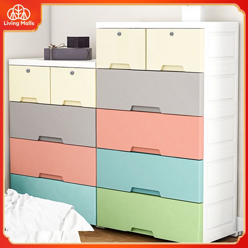 Plastic Drawer Baju 5 Layer With Lock Storage Drawer Cabinet/Plastic ...