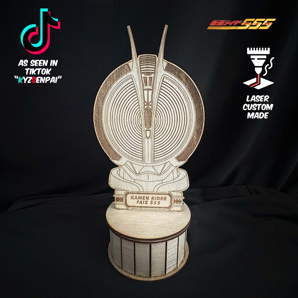 Kamen Rider Faiz 555 Head Original Wood Laser Engrave Deco Craft Gunpla ...
