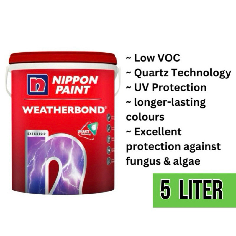 5L NIPPON WEATHERBOND QUARTZ 8 YEARS PROTECTION EXTERIOR WALL PAINT ...