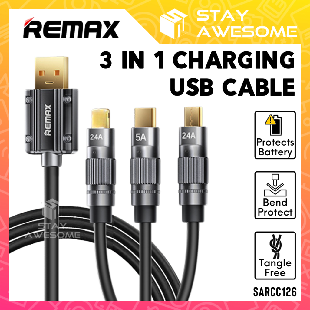 REMAX Cable 66W Fast Charging 3 in 1 Kabel PD Micro USB Type C Kebel ...
