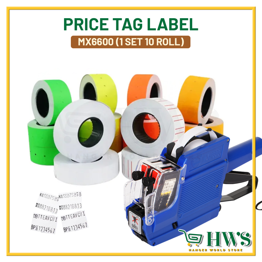 HWS PRICE TAG LABEL PRICE STICKERS ROLL (MX-6600) 10PCS PRICE LABEL ...