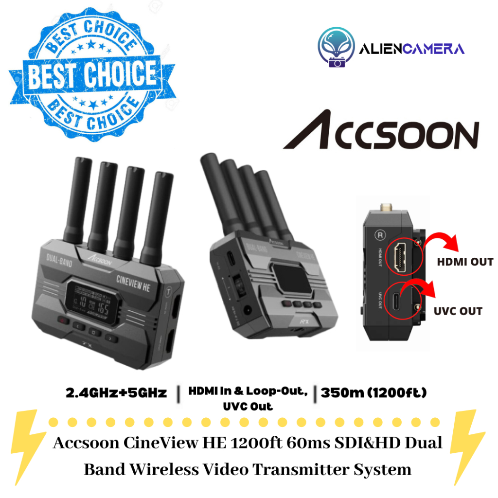 Accsoon CineView HE 1200ft 60ms SDI&HD Dual Band Wireless Video ...