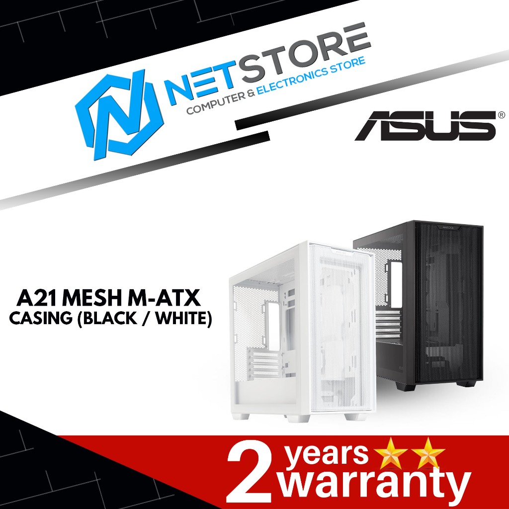 ASUS A21 MESH M-ATX CASING (BLACK / WHITE) | Shopee Malaysia