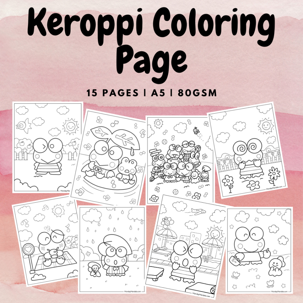 Keroppi Sanrio Kids Coloring Pages Buku Mewarna 15 pcs Buku Warna ...