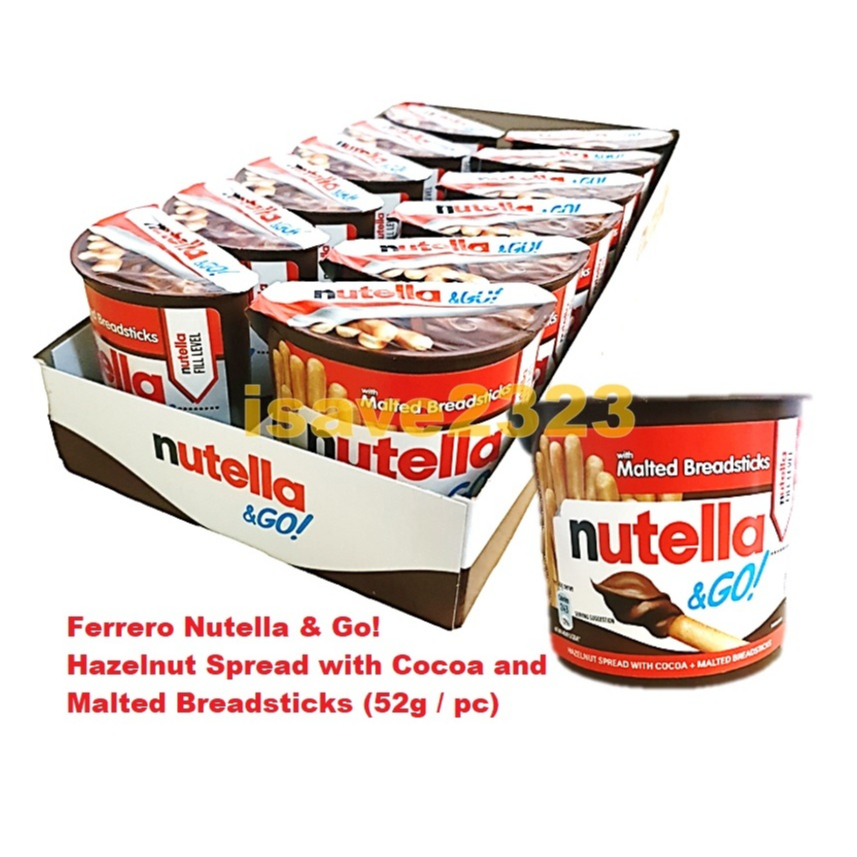 Nutella FERRERO & Go! Hazelnut Spread with Cocoa and Malted Breadsticks (52g / pc) | Shopee Malaysia