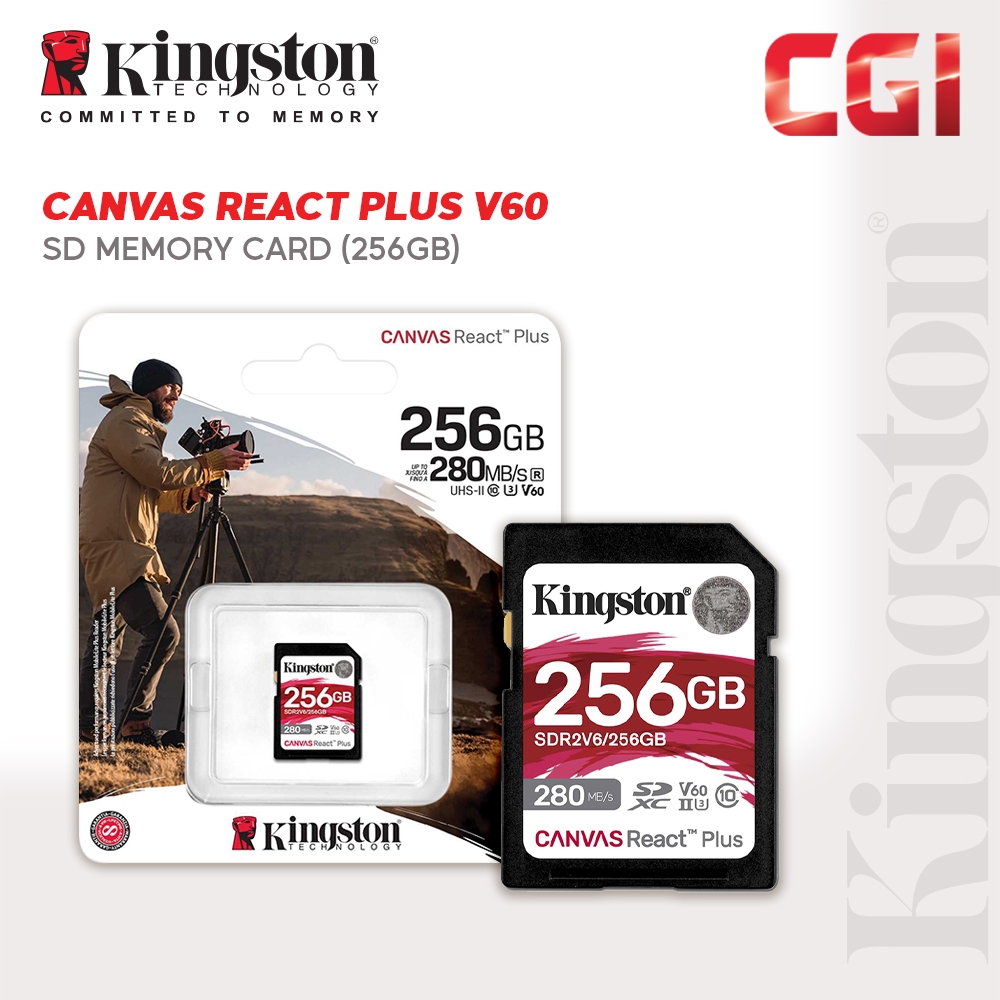 Kingston 256GB Canvas React Plus V60 UHS-II SD Memory Card - SDR2V6/256GB | Shopee Malaysia