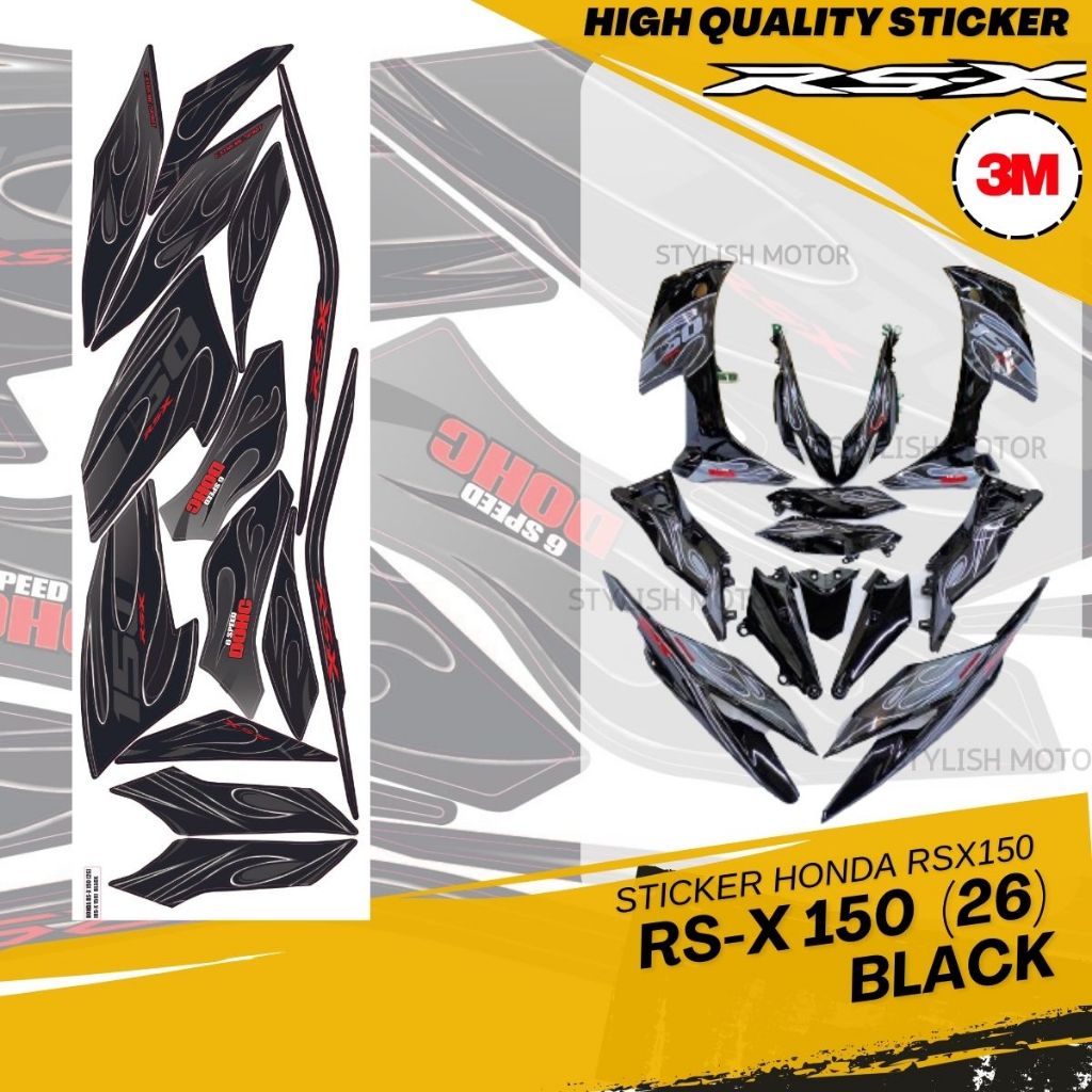 Stripe Honda Rsx 150 [ 3M Sticker ] Api (26) Black Red Blue Motorcycle ...