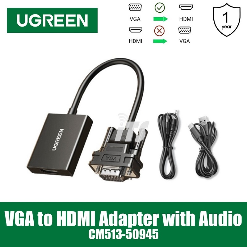 UGREEN VGA to HDMI+3.5mm Converter 1080p@60Hz (CM513-50945) | Shopee ...