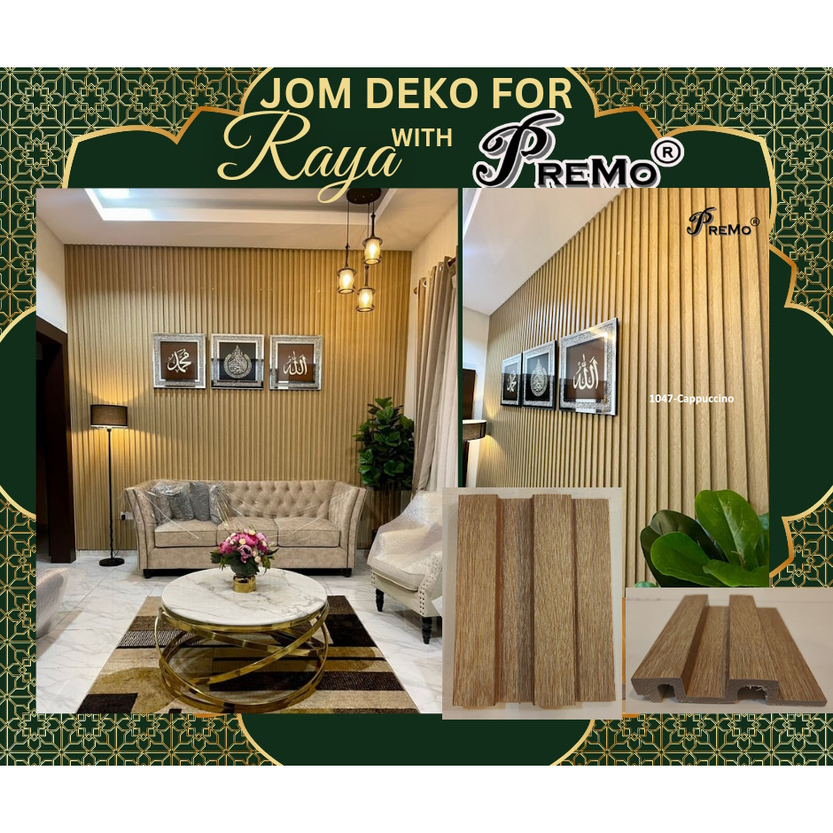 PREMO Fluted/Flat Wall Panel-Duo Tone TV WALL-290cm Long 9.5ft-Wall Decoration-hiasan dinding ...