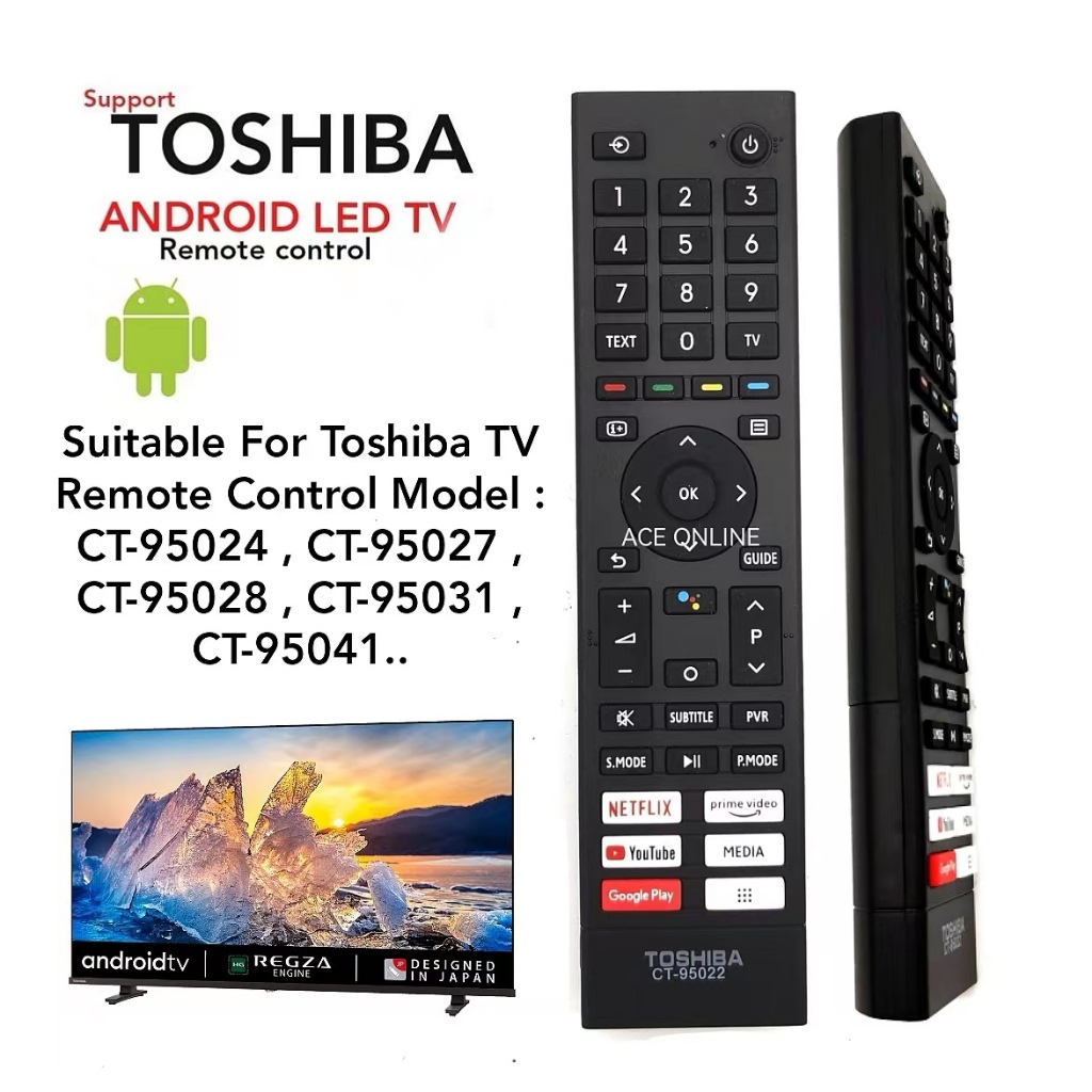 Toshiba Android TV Remote Control (CT95022) 55M550LP 43C350KP 32V35KP ...