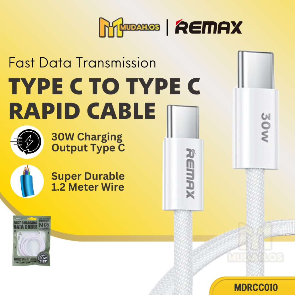 REMAX Original Fast Charging Type C To Type C 30W Cable Charger USB C ...