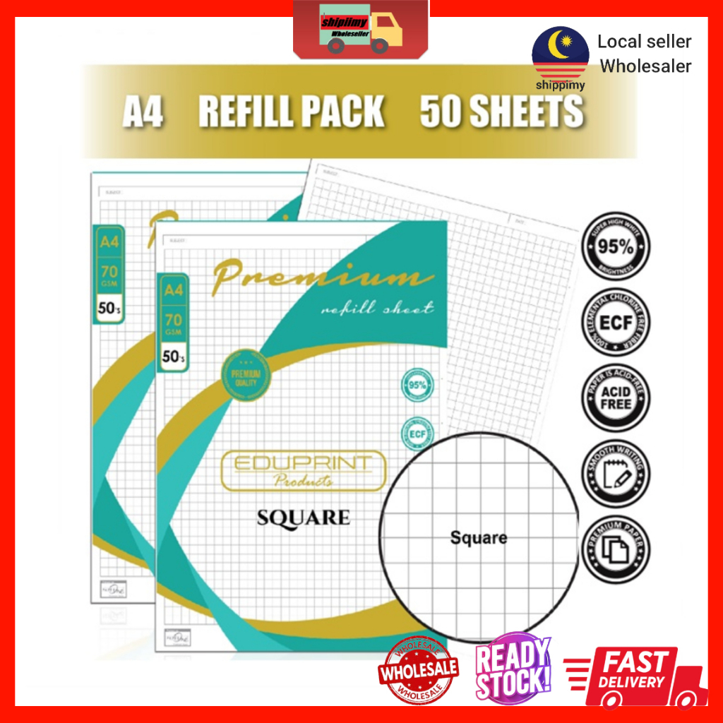 [Refill Pack] EDU Paper A4 Size 70gsm Paper Small Square Ruled Graph ...