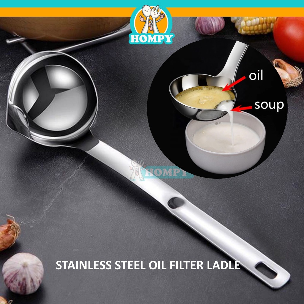 Oil Filter Spoon Stainless Steel Soup Ladle Oil Separator Oil Skimmer ...