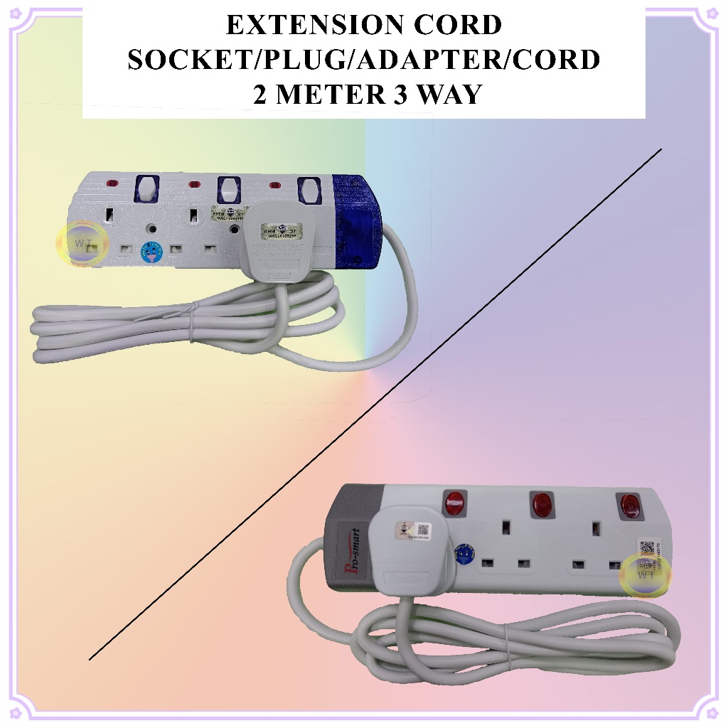 3 way Extension cord socket-2 meter | Shopee Malaysia