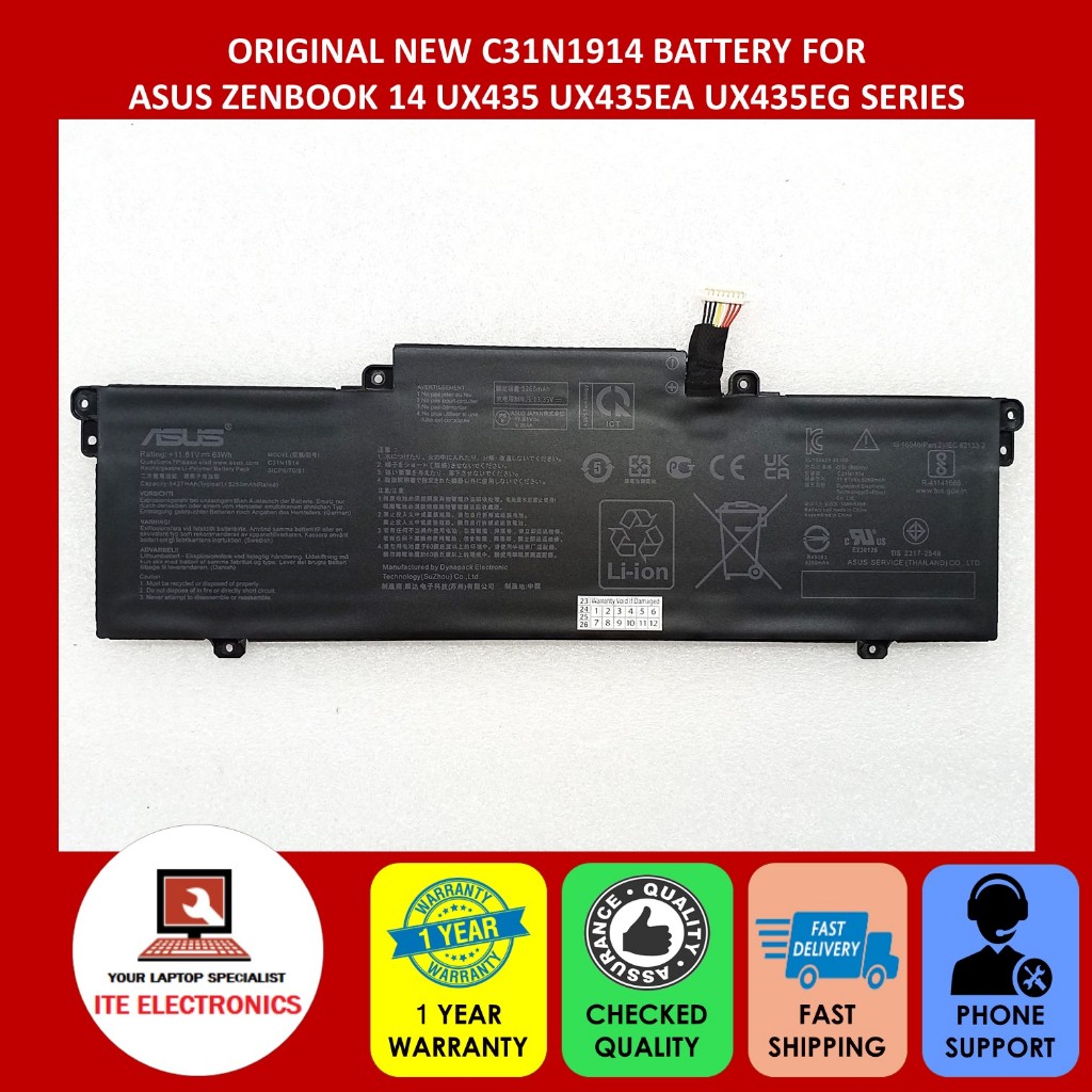 ORIGINAL NEW ASUS ZENBOOK 14 UX435 UX435EA UX435EG SERIES BATTERY ...