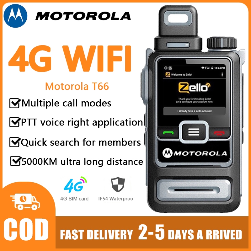 Motorola Zello Walkie Talkie T66 4G SIM Network Wifi Radio 5000KM Long ...
