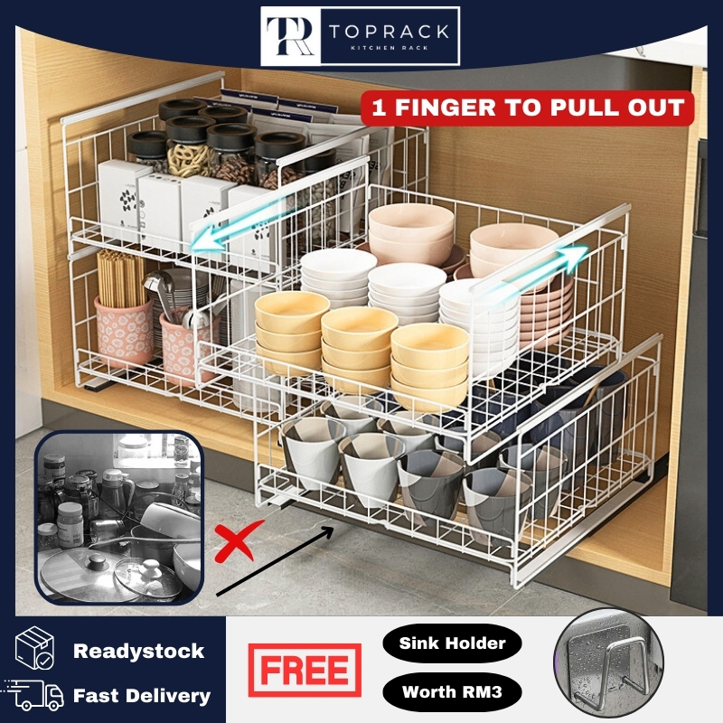 Storage Rack Spice Rack Storage Basket Rak Dapur Kitchen Rack Under ...