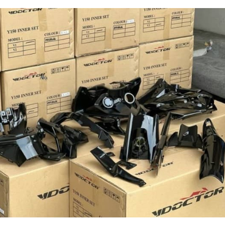 Y15 Y15ZR INNER SETS HITAM KILAT /INNER COMPLETE SETS /PP BLACK GLOSSY COVER /INNER DOCTOR 100 ...