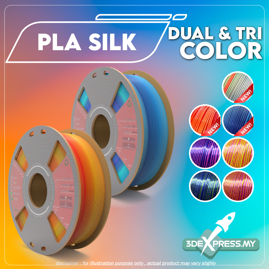 PLA Silk Dual & Tri Colour (Co - Extrusion) Filament 1KG - Extreme ...