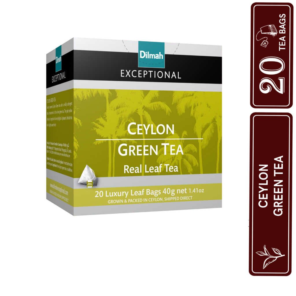 DILMAH Exceptional Ceylon Green Tea Real Leaf Tea 2g x 20 Tea Bags ...