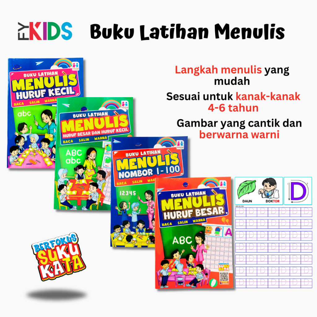 FYKIDS - BUKU LATIHAN MENULIS-Buku-Buku Kanak -Kanak 4 tahun - 6 tahun - Buku Latihan Menulis ...