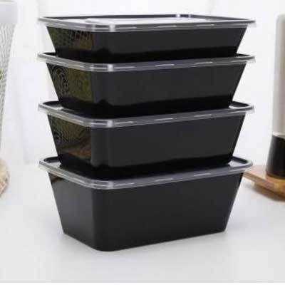 Black Rectangular Disposable Food Container With Clear Lid | Food Grade ...
