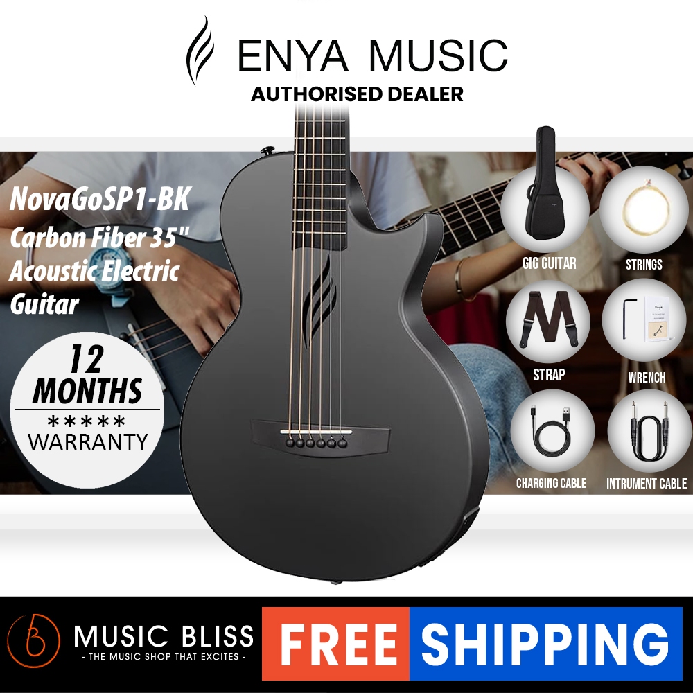 Enya Nova Go Guitar SP1 Carbon Fiber Acoustic-Electric Guitar - Black ...