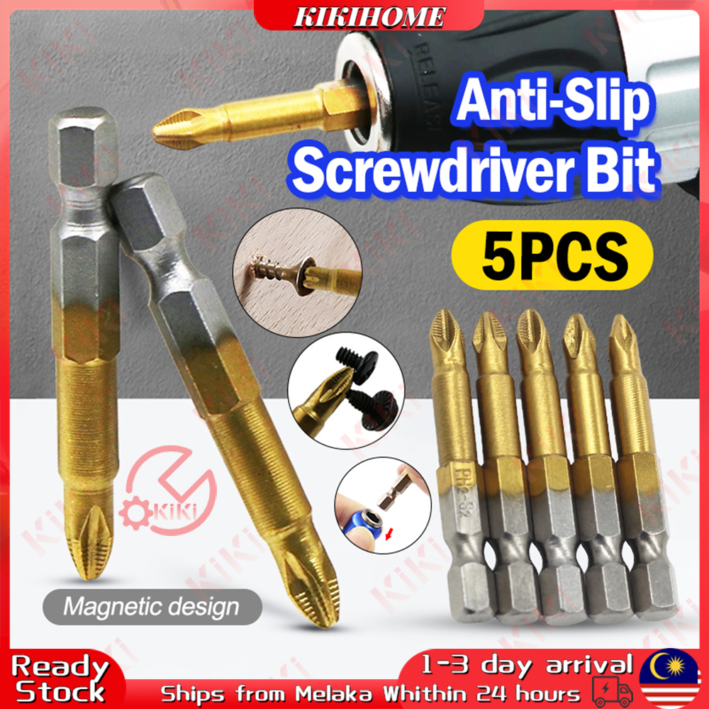50mm Magnetic Anti-Slip Screwdriver Drill Bit 5Pcs Cross Head Phillips ...