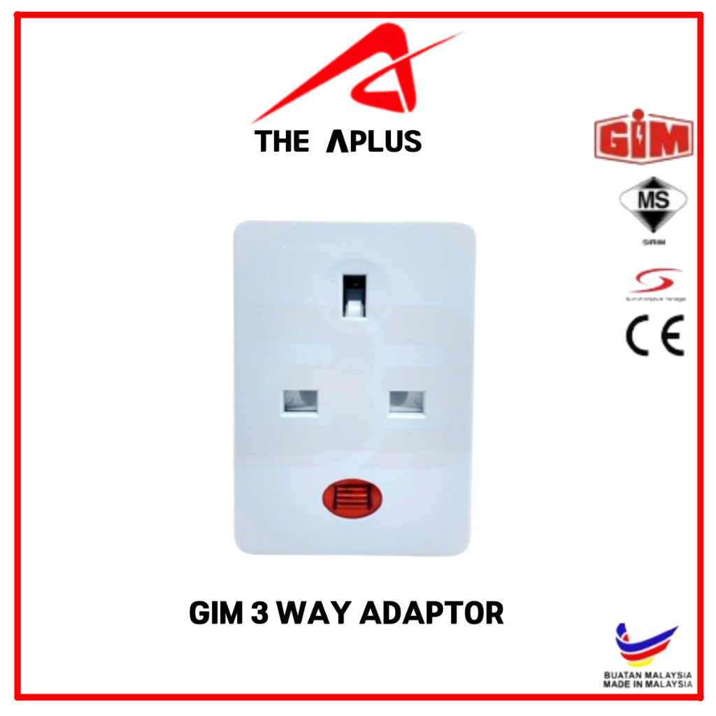 GIM 3 Way 13A 3 pin Plug Adaptor Extension Socket with Light Indicator ...