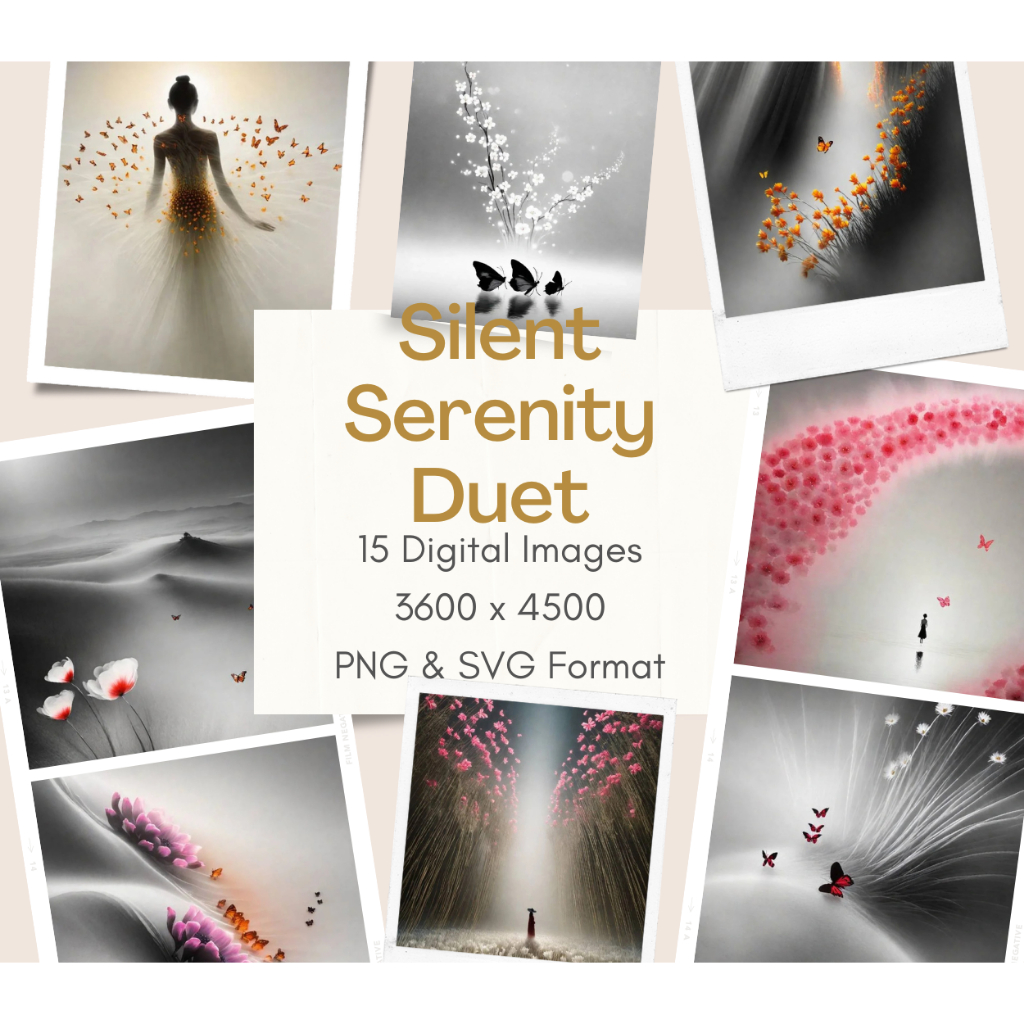 [Digital Art] Silent Serenity Duet Healing Art, Printable Digital ...