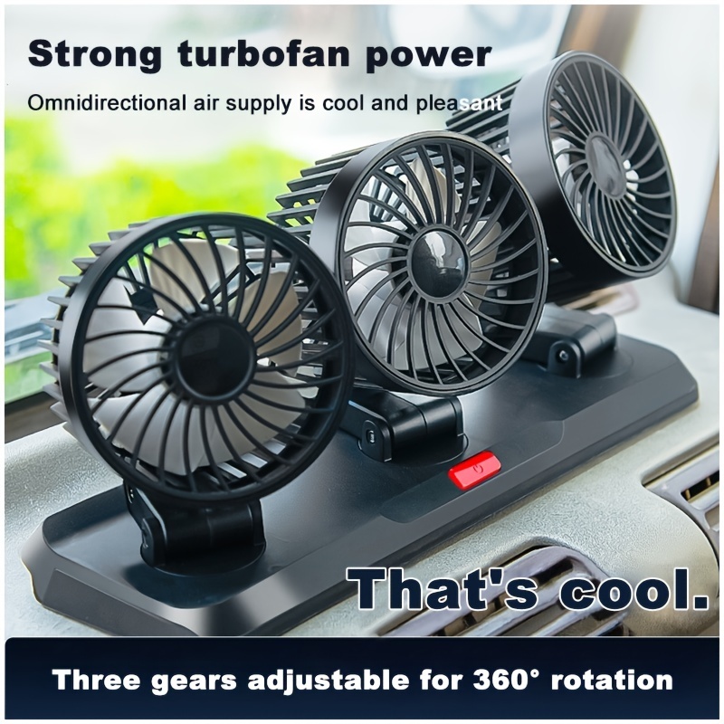 Car Strong Dual Fan Air Conditioning Double Booster Cooler 360° Desktop ...