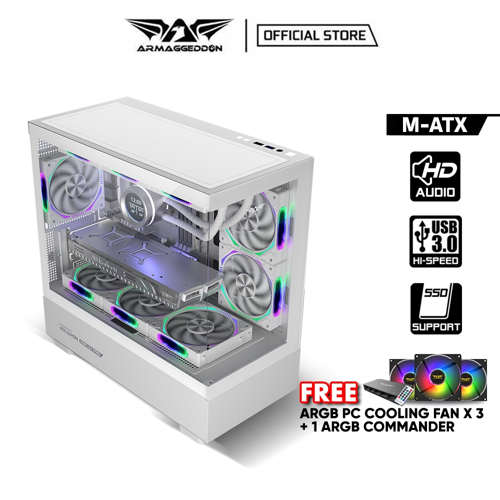 Armaggeddon Aquaron Duplex PRO MATX Dual Chamber PC Case with Tempered ...