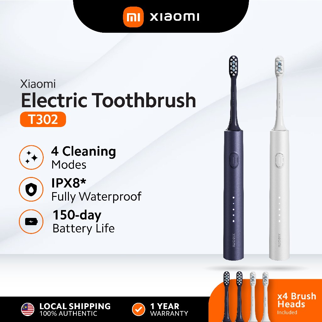 Xiaomi Electric Toothbrush T302 | 4 Cleaning Modes | IPX8 Fully Waterproof | Low Noise Brushless ...